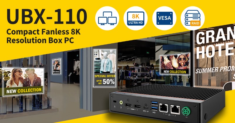 Advantech Launches UBX-110 8K UHD Fanless Mini Box Computers